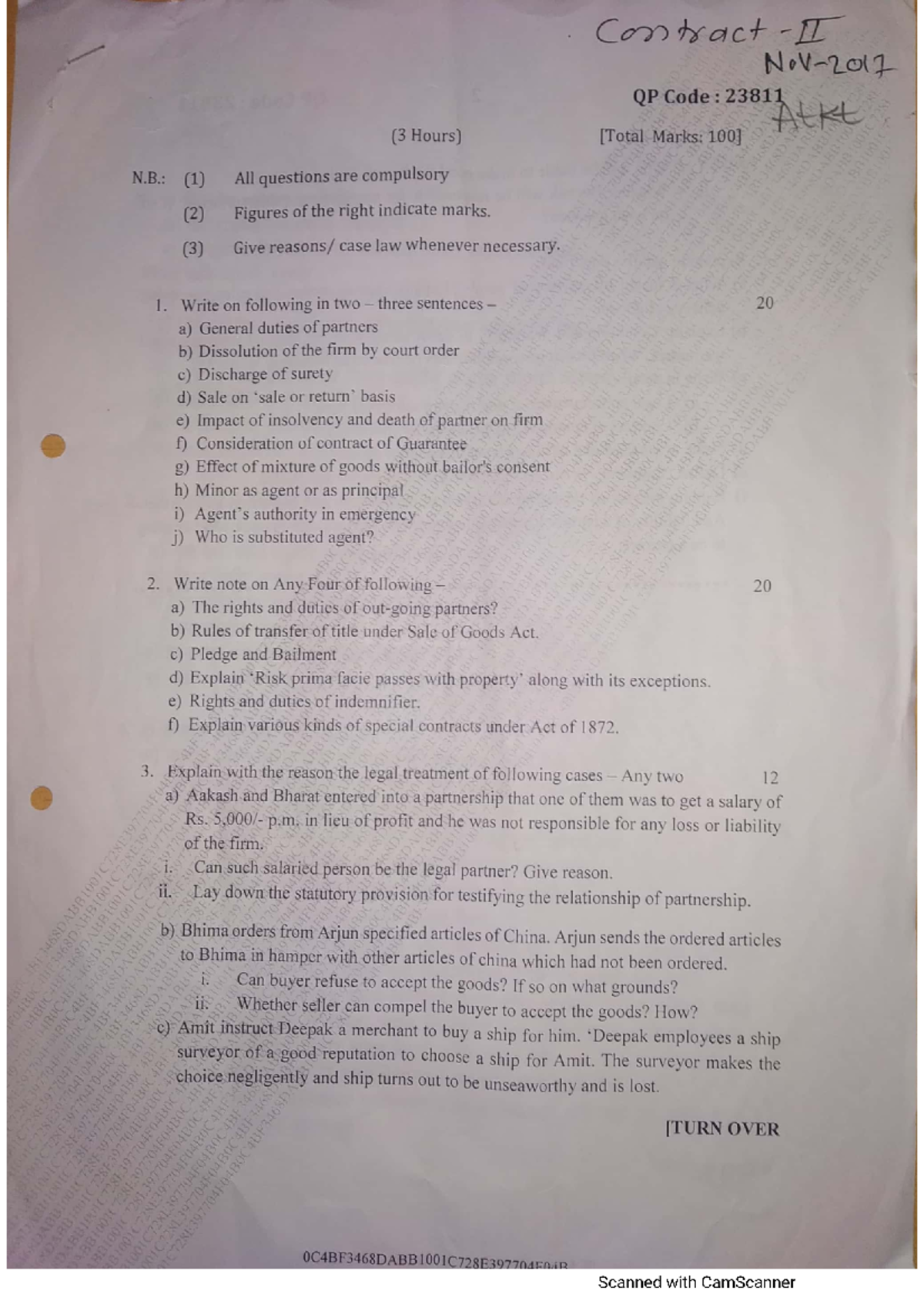 Contract-II Nov 2017 ATKT question paper for reference - Literature and ...