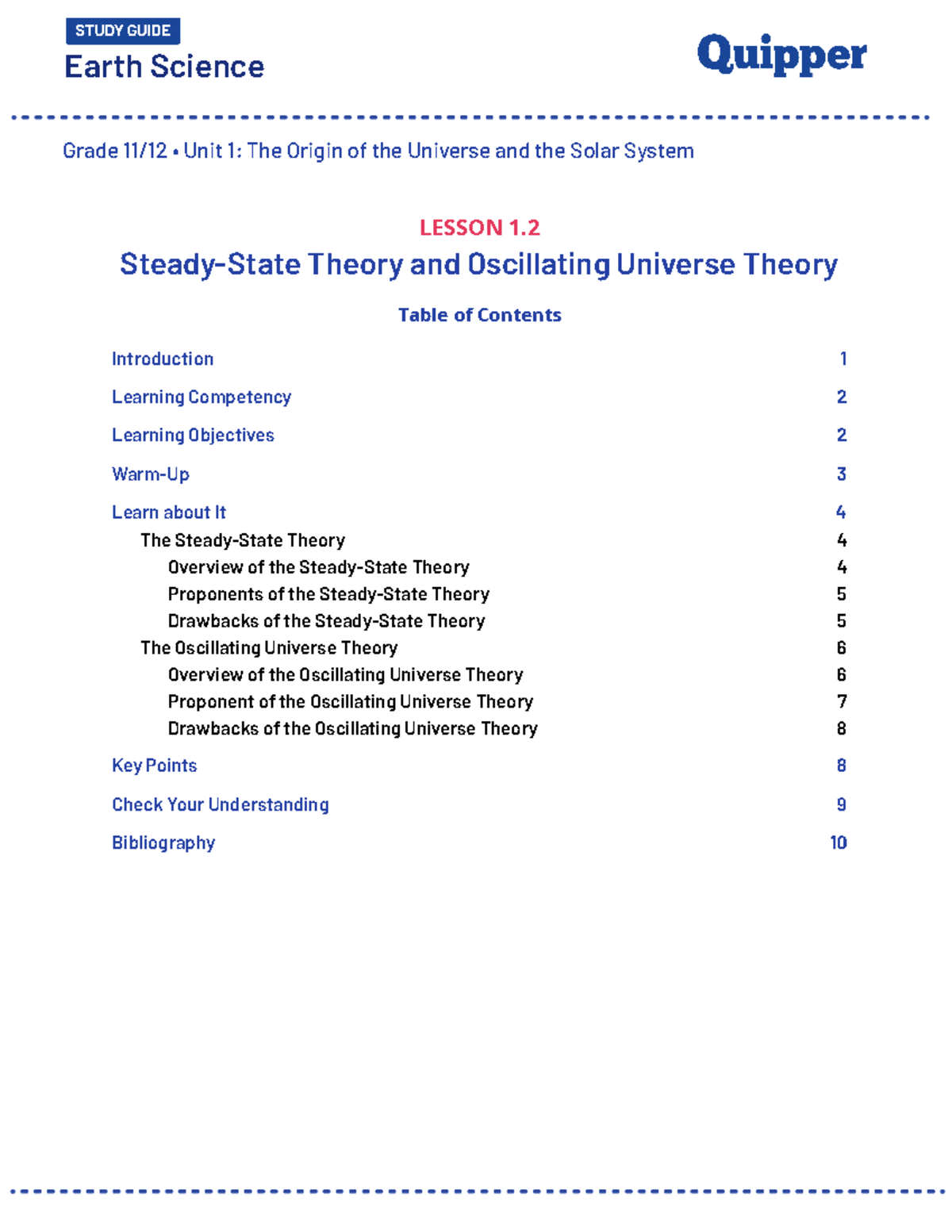 ME ES 11 12 Q1 0102 SG - Grade 11/12 • Unit 1: The Origin of the ...