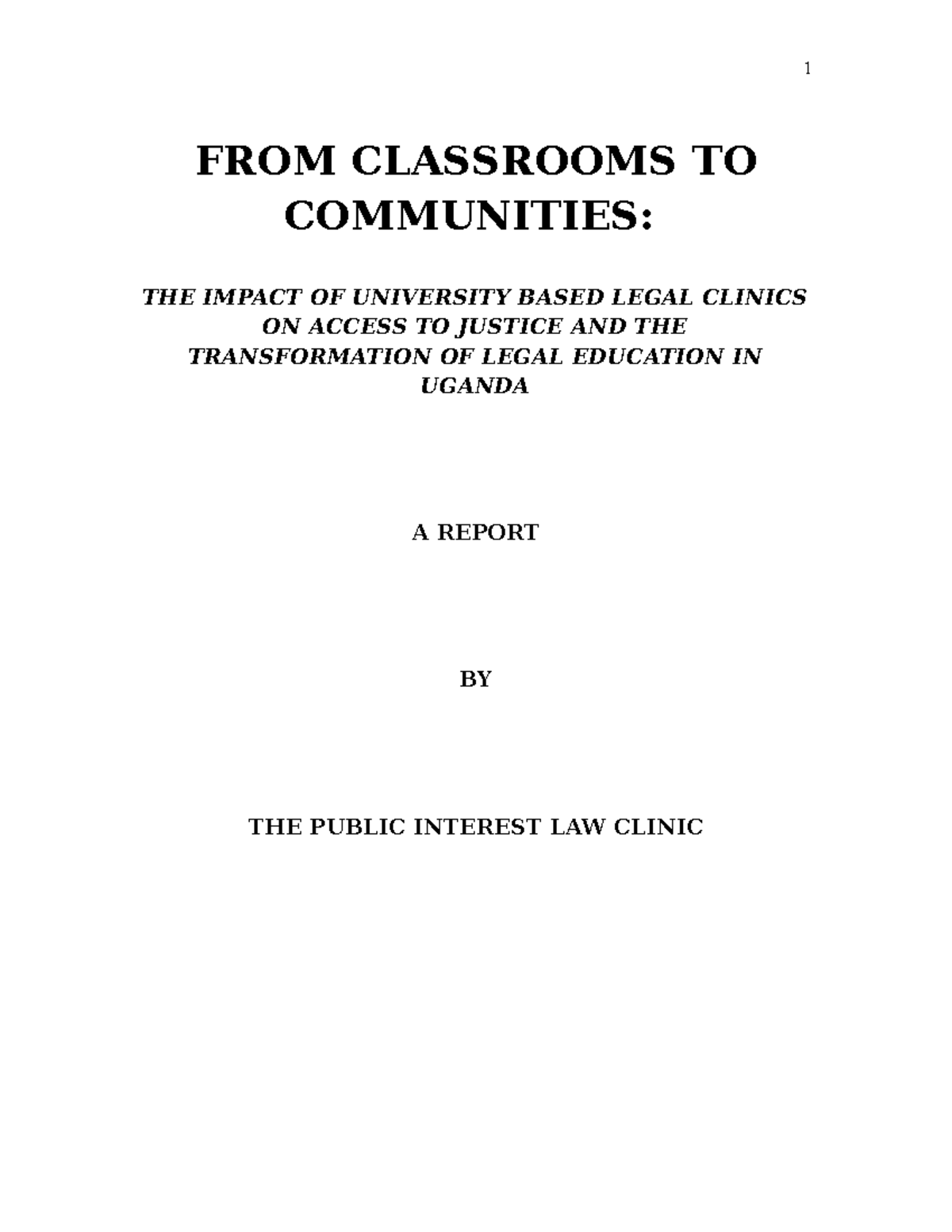 Pilac Report Final Working Paper N0 - Bachelor of Laws - MUK - Studocu