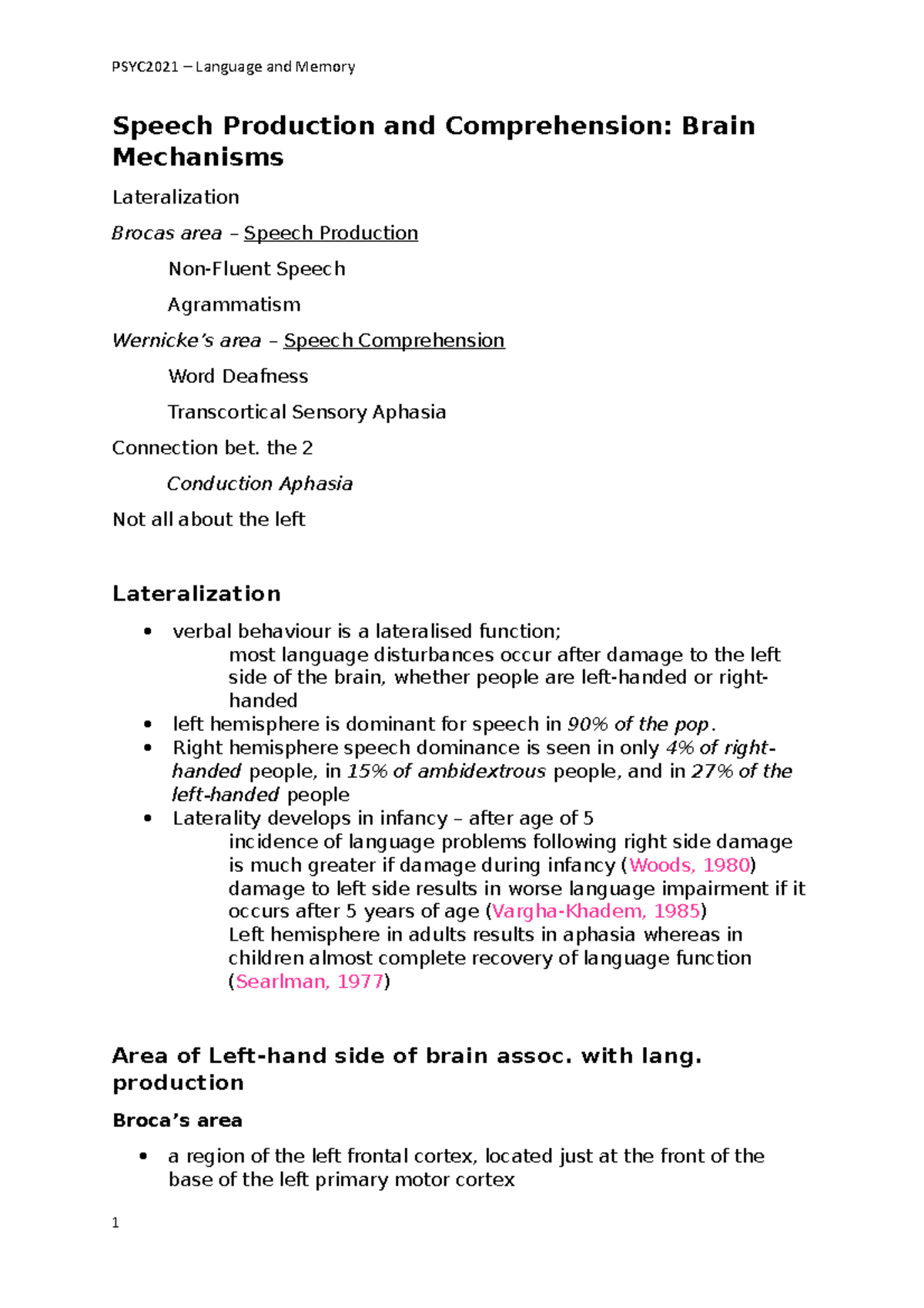 Speech Production and Comprehension Brain Mechanisms - 2a - Speech ...