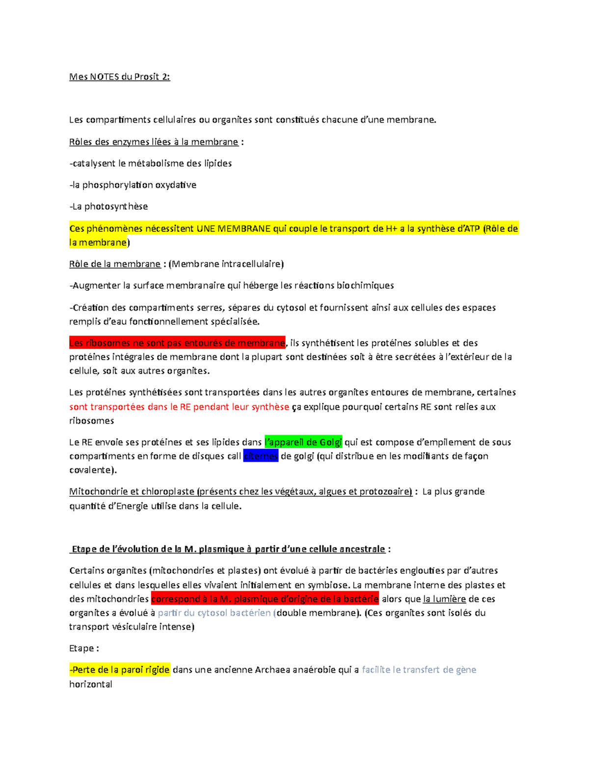 Mes Notes du Prosit 2 - bio udem - Mes NOTES du Prosit 2: Les ...