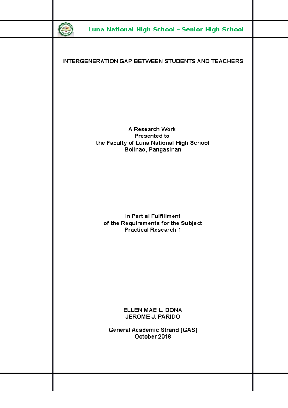 PR1 - Research Paper - BS. education - PangSU - Studocu