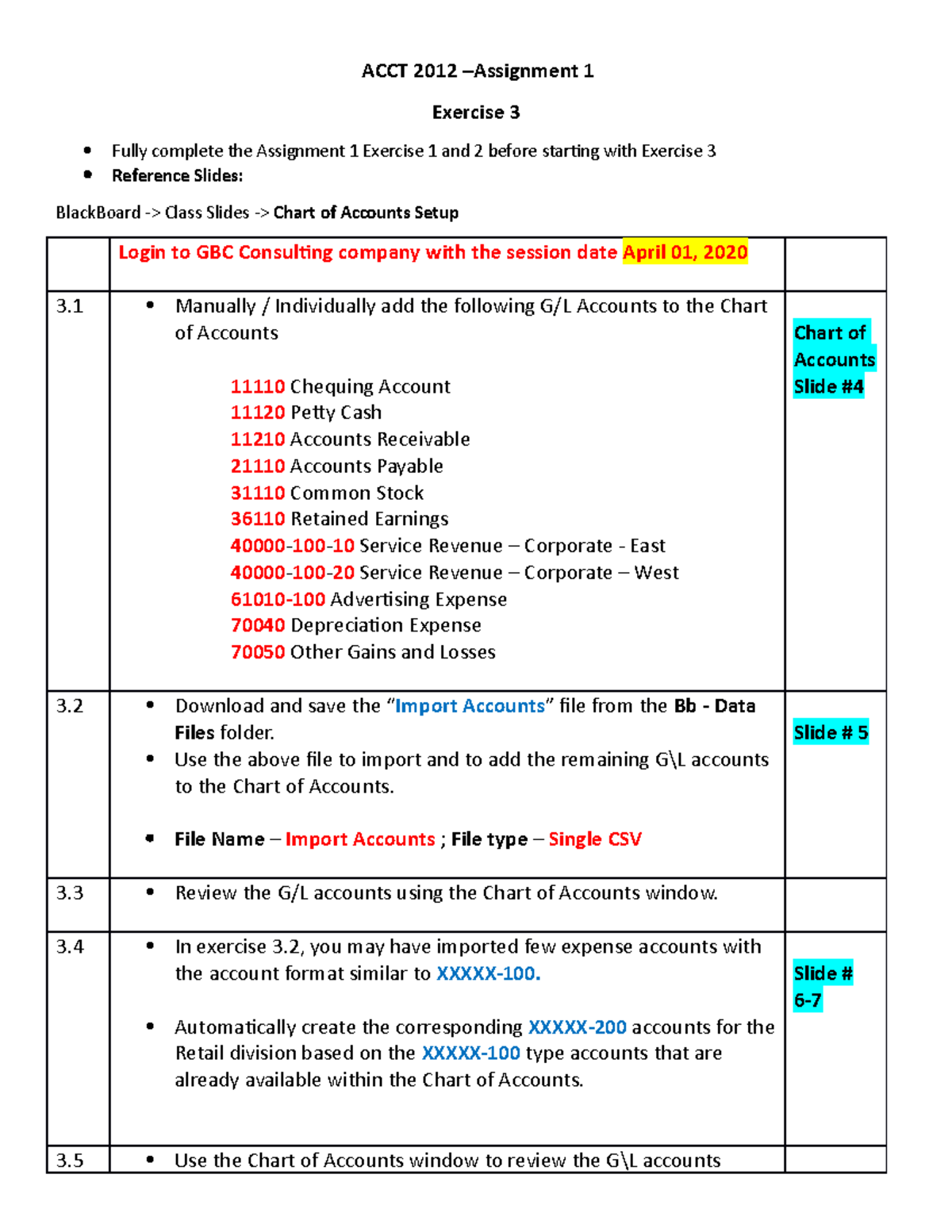 Assignment 1 Exercise 3 Of 8 Acct 2012 Assignment 1 Exercise 3 Fully Complete The Assignment