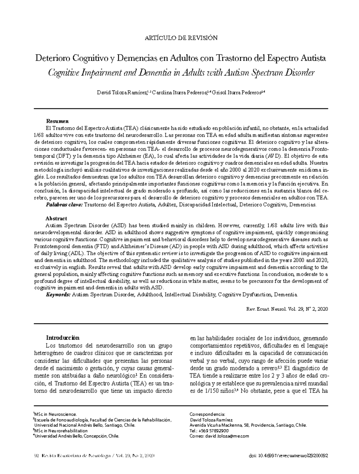 Demencia y autismmo - material TEA - 92 Revista Ecuatoriana de ...