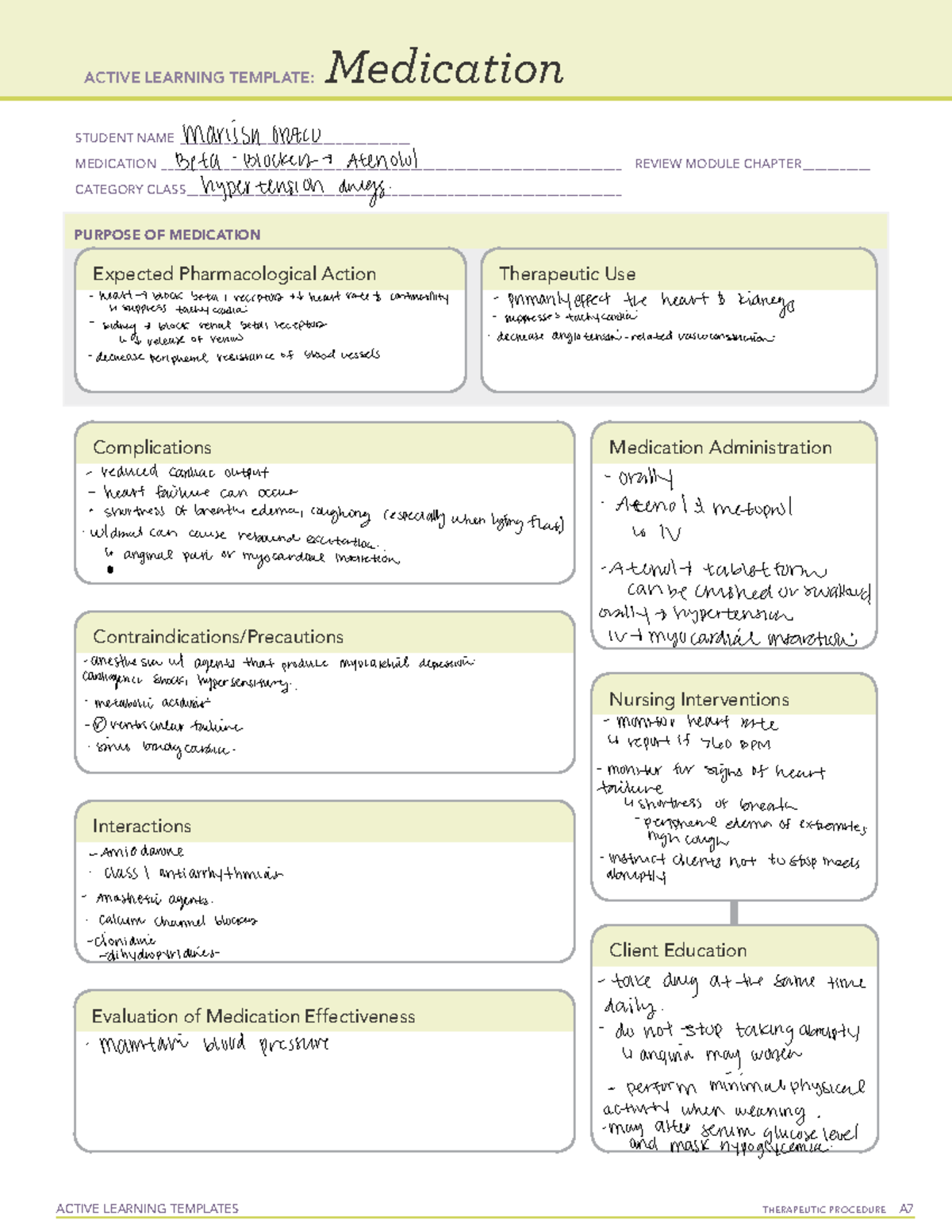 Beta Blocker - Template for cardiovascular meds - ACTIVE LEARNING ...