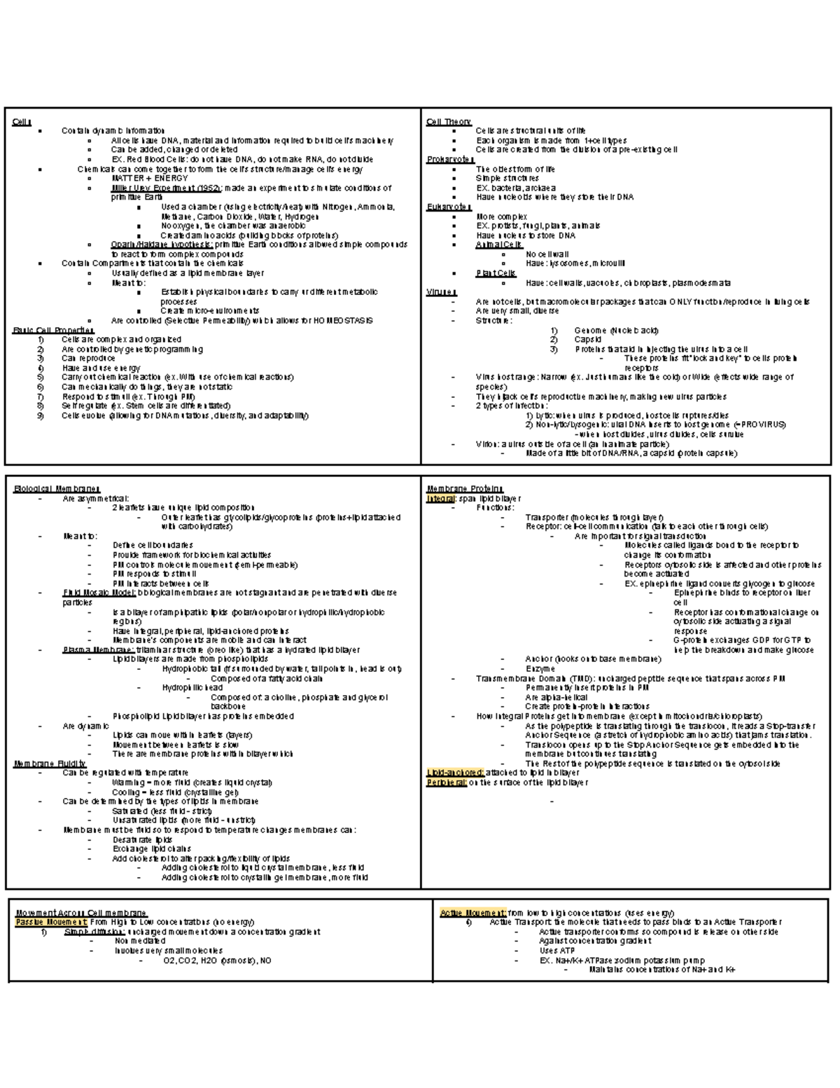 BIO 1090 - Molecular Bio EXAM Review - Cells Contain dynamic ...