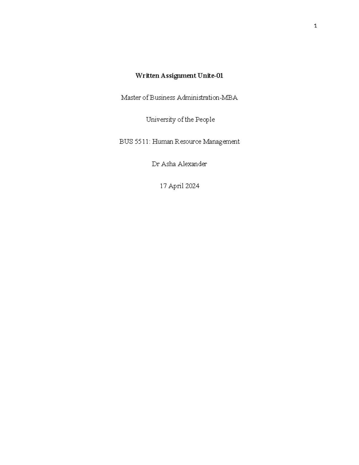Unit 1 writting Assignment - Written Assignment Unite- Master of ... Unit 1 writting Assignment - Written Assignment Unite- Master of ...