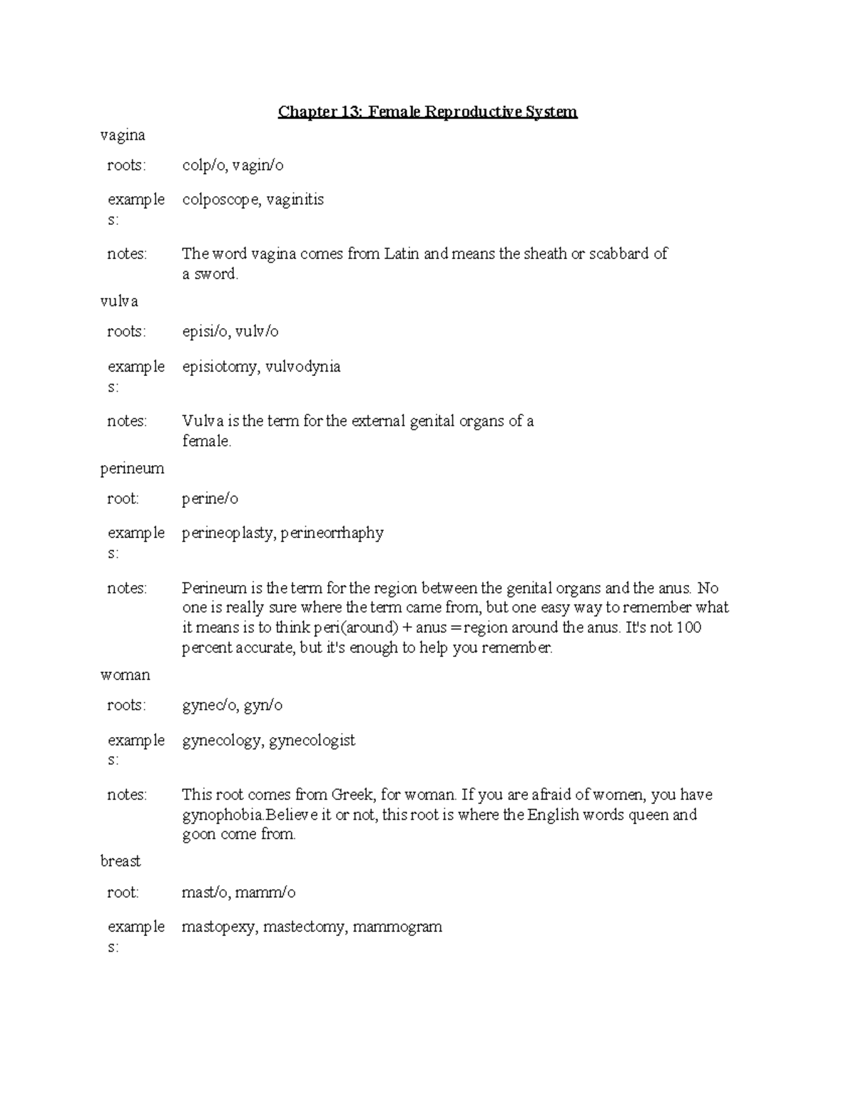 Chapter 13 Female Reproductive - Chapter 13: Female Reproductive System ...