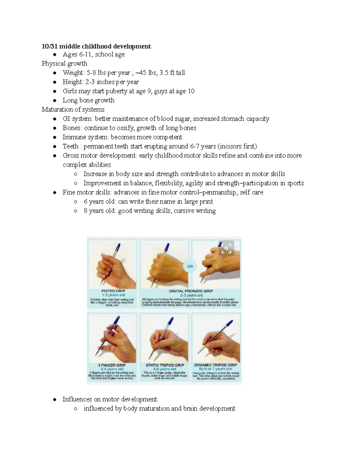 Middle childhood - Professor Lewis - 10/31 middle childhood development ...