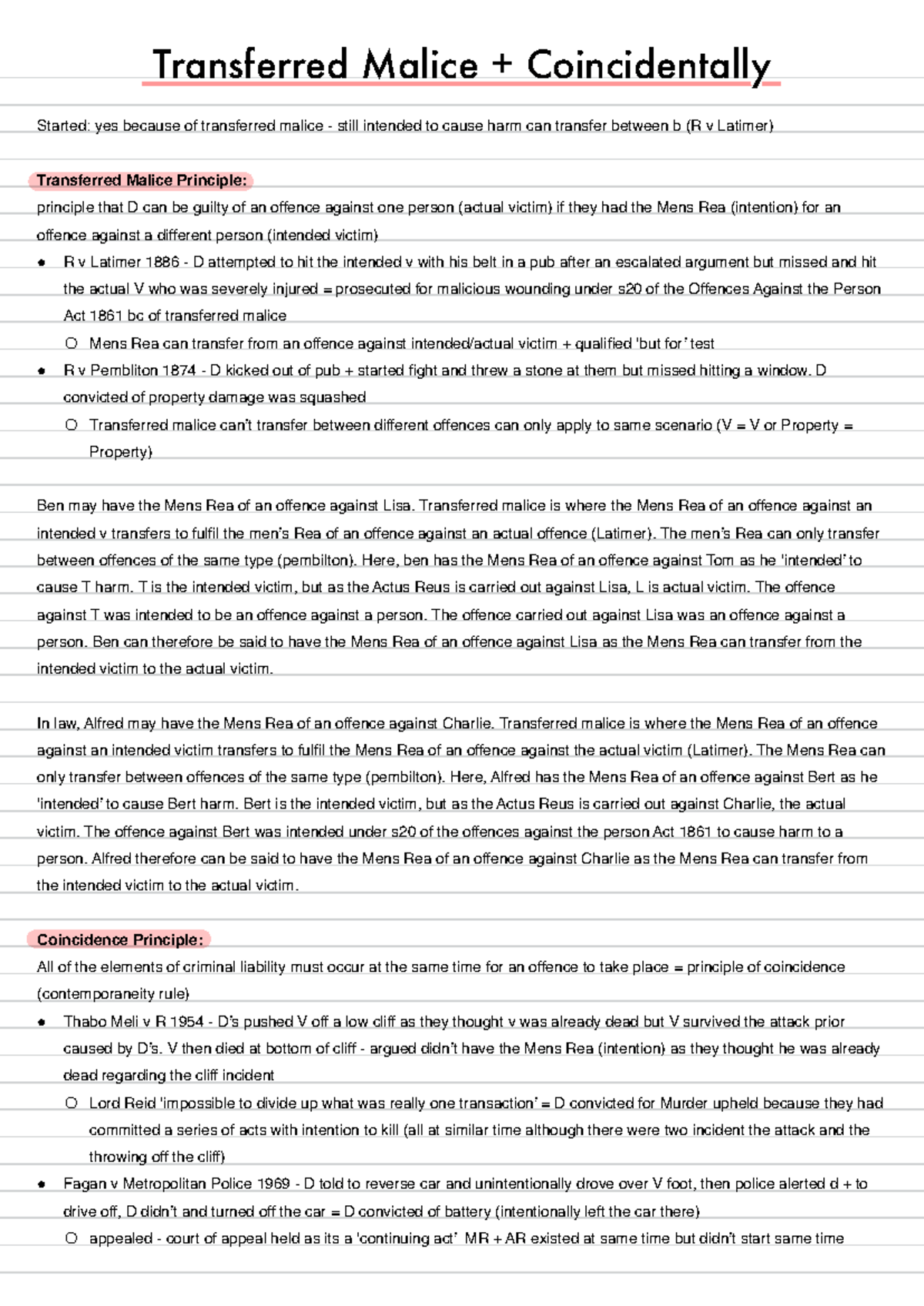 Transferred Malice + Coincidentally - Transferred Malice ...