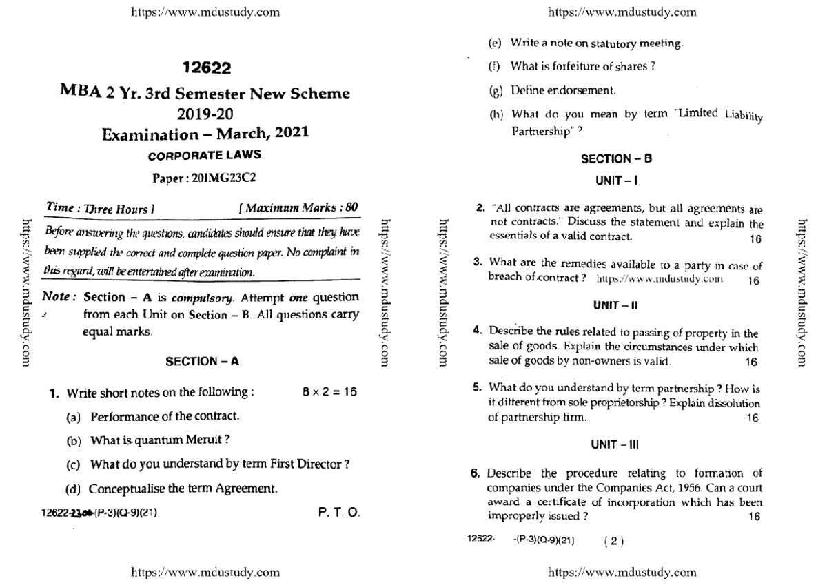 Mba 3 sem corporate laws 12622 mar 2021 - Mechanics of Composite ...