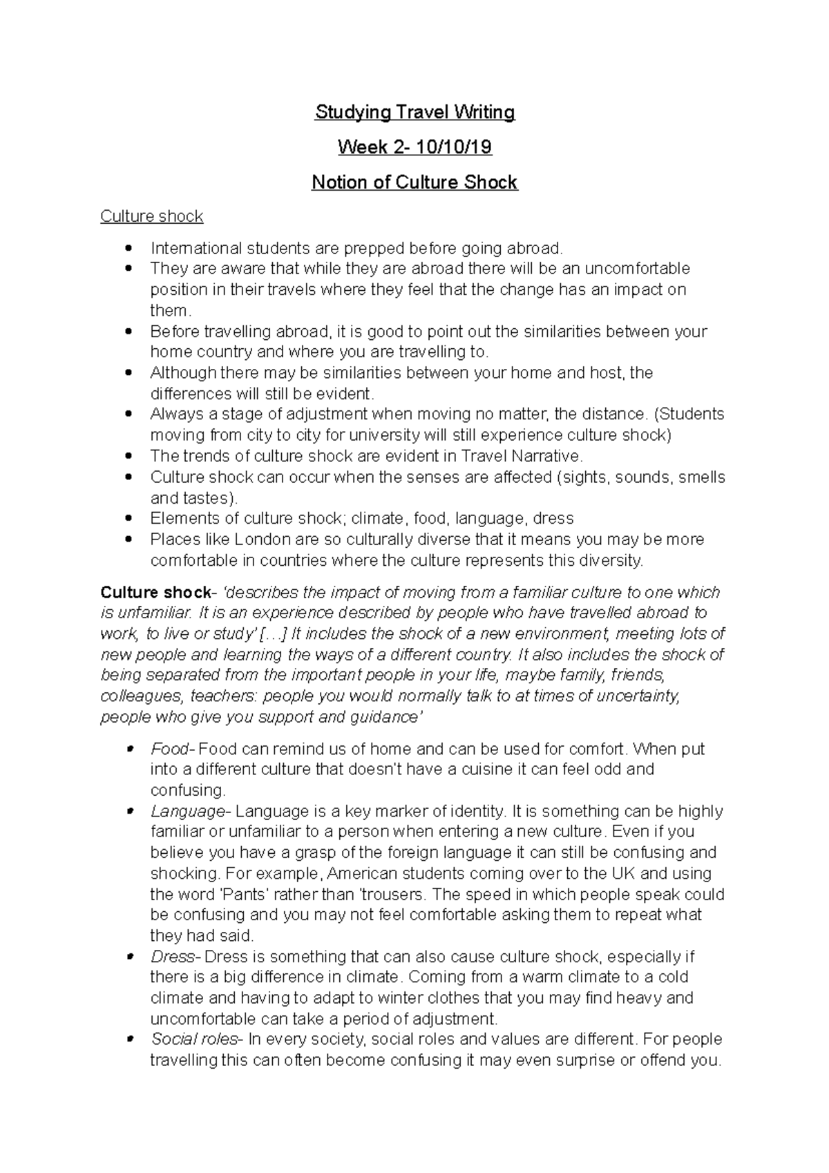 Travel writing- week2 - Studying Travel Writing Week 2- 10/10/ Notion ...