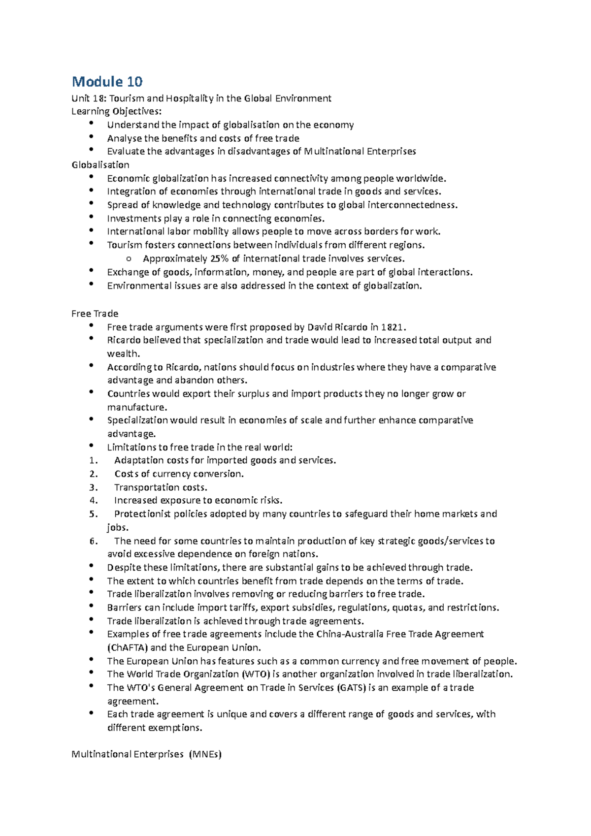 Module 10 - 3203THS - Unit 18: Tourism and Hospitality in the Global ...