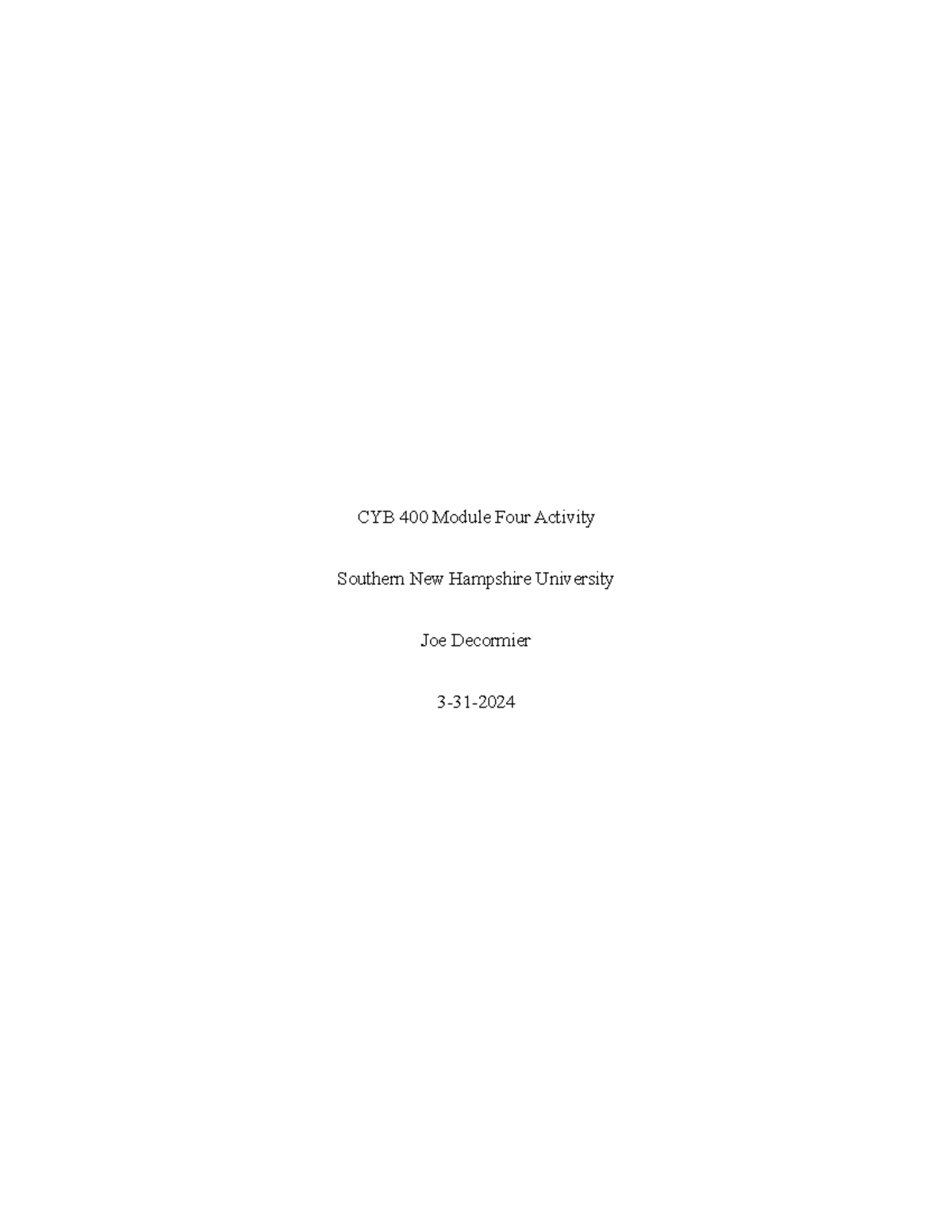 CYB 400 Module Four Activity - CYB 400 Module Four Activity Southern ...