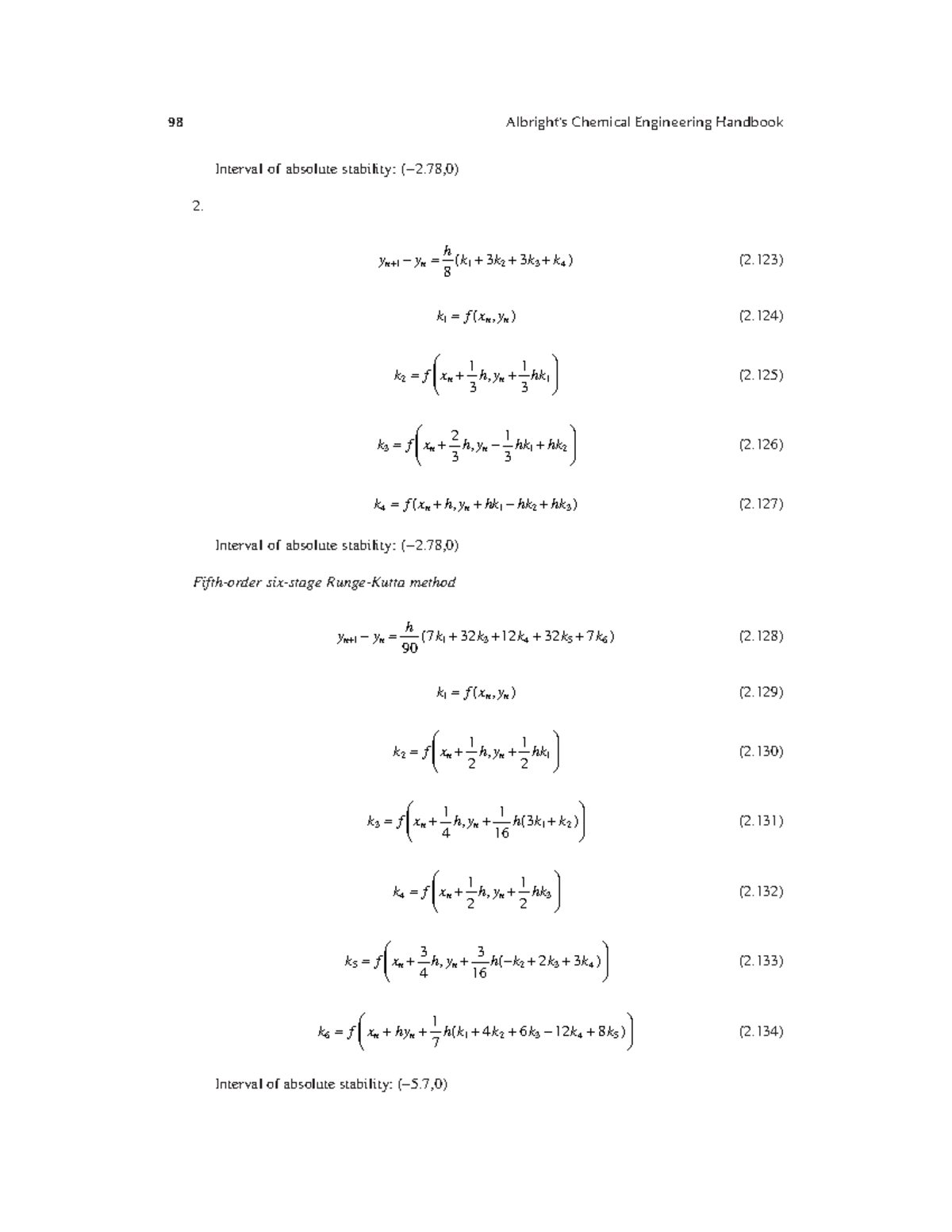 Albright's Chemical Engineering - 8.3.1 Adams-Bashforth Family of ...