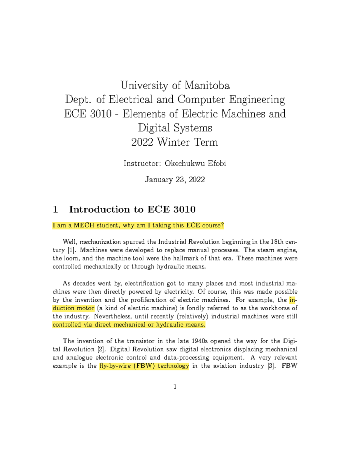 Module 1 1 Annotated - notes - University of Manitoba Dept. of ...