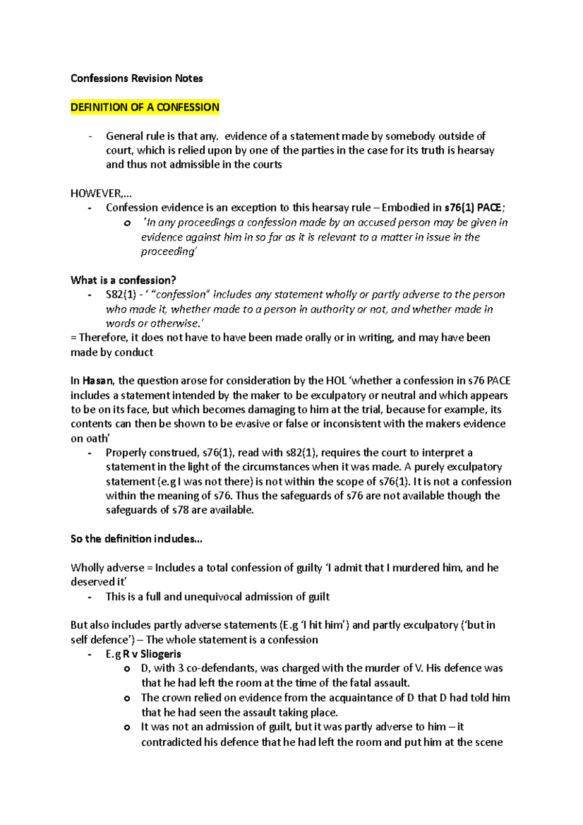 Confessions PQ Notes - UWE - Studocu