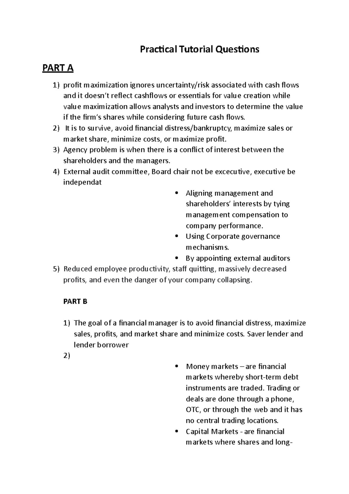 Practical tutorial - cost accounting practise materials - Practical Tutorial Questions PART A ...