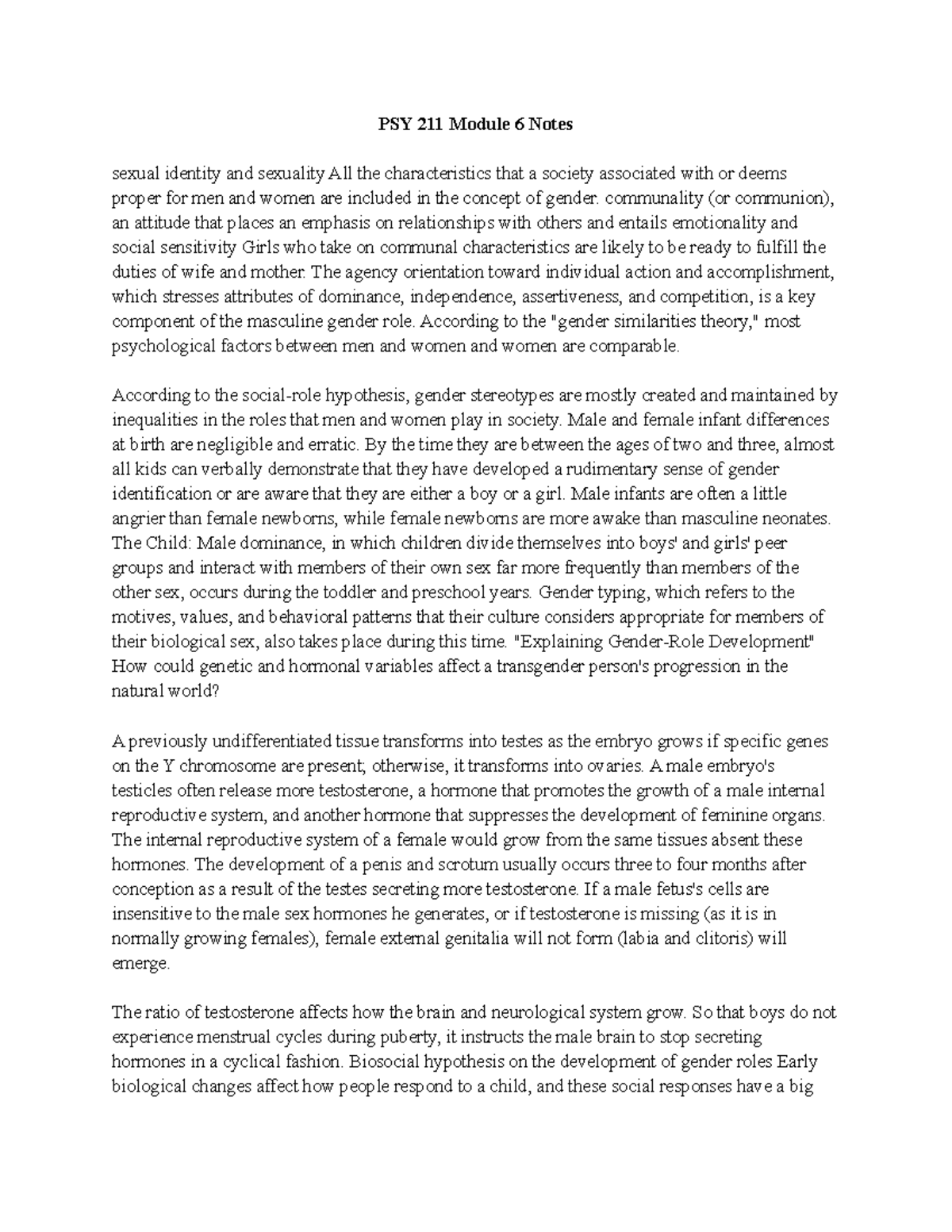 PSY 211 Module 6 Notes - This was great and hope you enjoy it too - PSY ...