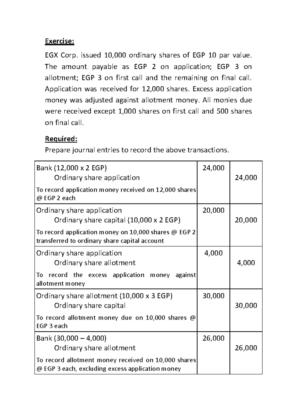 Section 4 2023 - Copy - Accounting in corporation - Exercise: EGX Corp ...