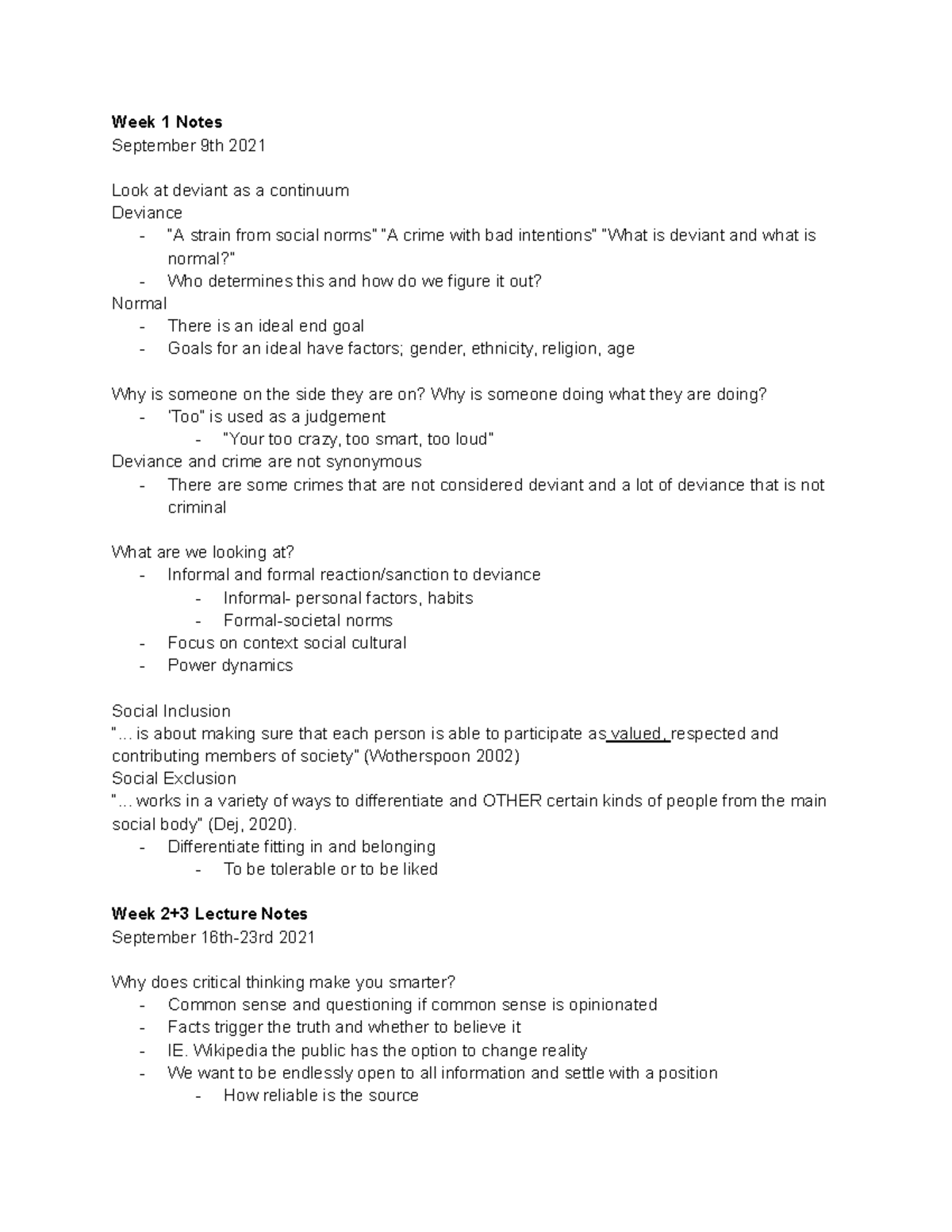 Lecture Notes- chapter 4 - Week 1 Notes September 9th 2021 Look at ...