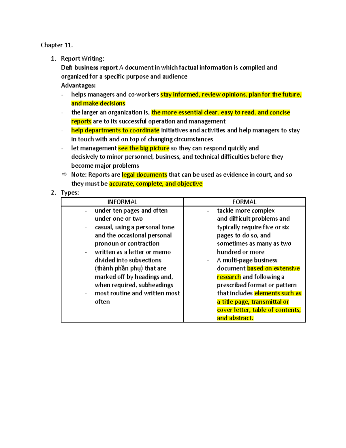 Chapter 11 - informal report - Chapter 11. Report Writing: Def ...