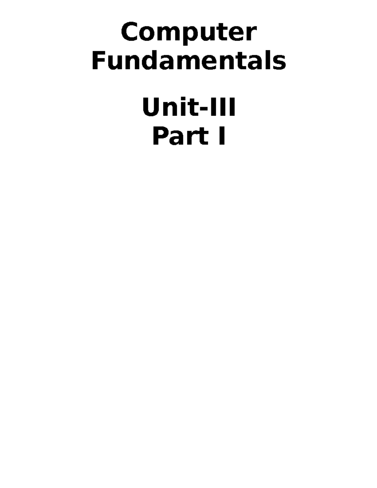 Computer Fundamentals Unit III Part I - Computer Fundamentals Unit-III ...