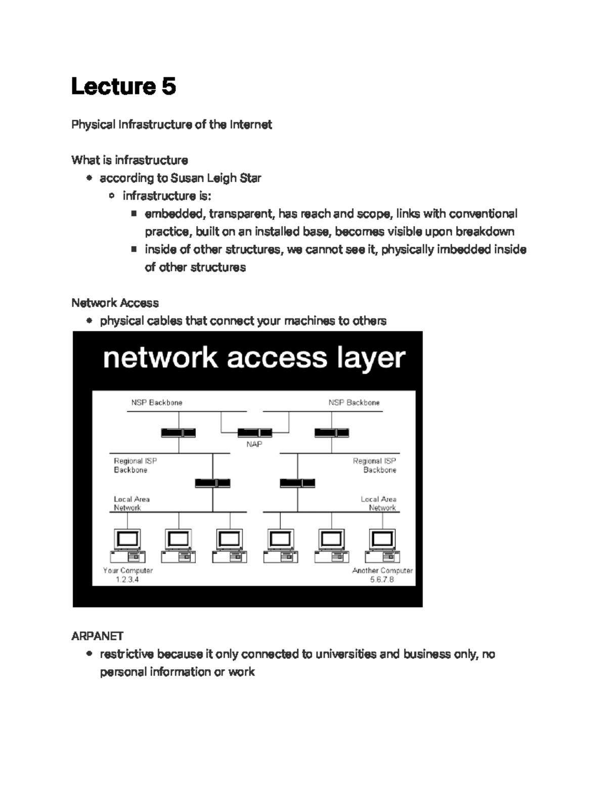 Lecture 5 - Professor Sauter - Le c t u re 5 Physical Infrastructure of the Internet What is ...