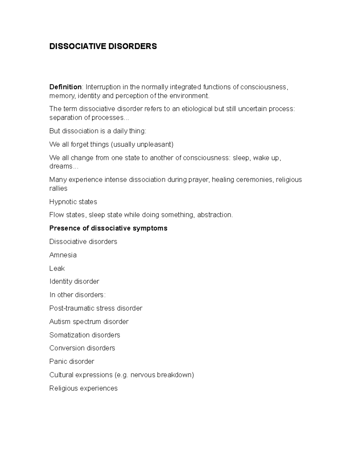 Dissociative disorders - DISSOCIATIVE DISORDERS Definition ...