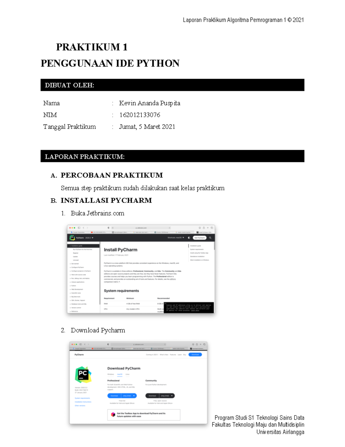 Tata Cara penggunaan IDE - Laporan Praktikum Algoritma Pemrograman 1 ...