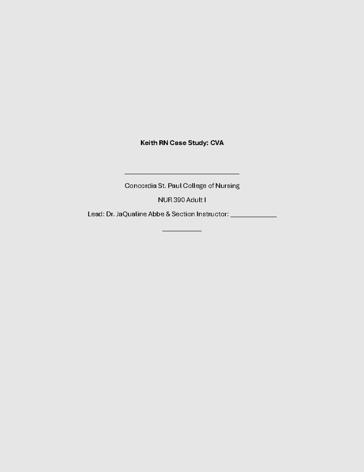 CVA Keith RN PDF Editable - Keith RN Case Study: CVA ...