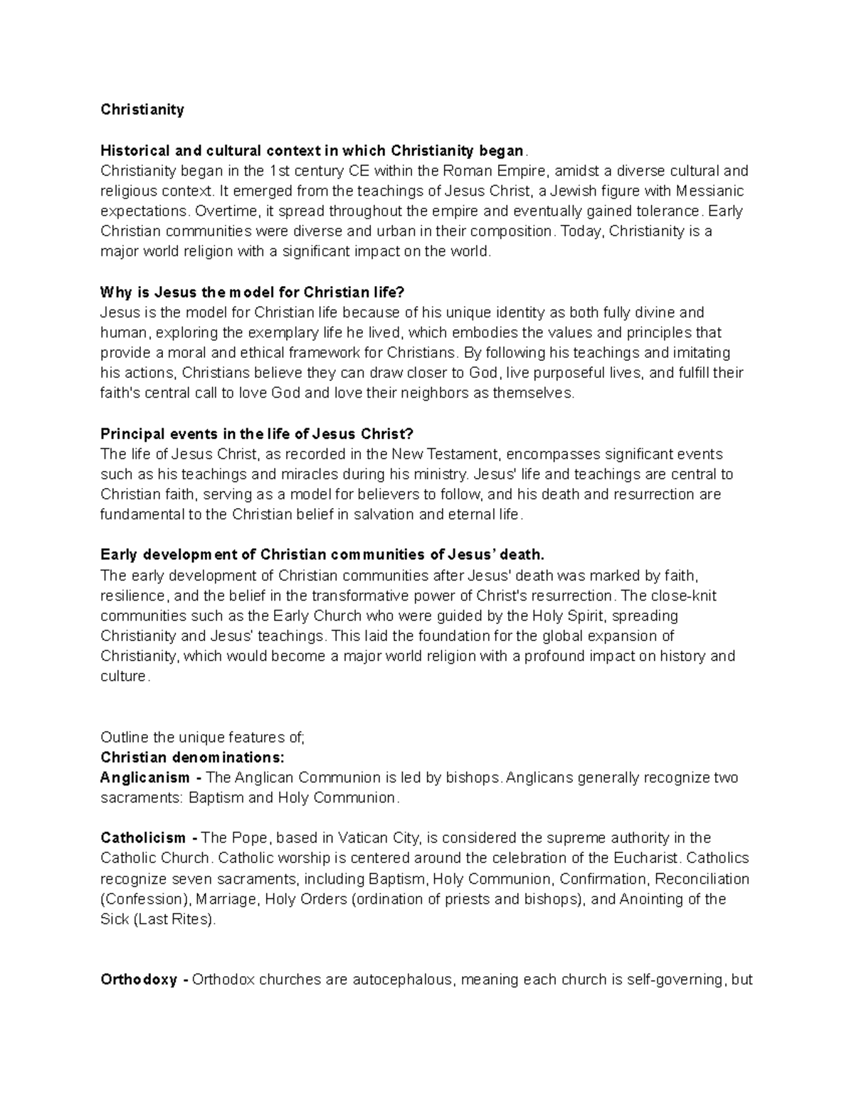 Catholicism Beliefs Principal