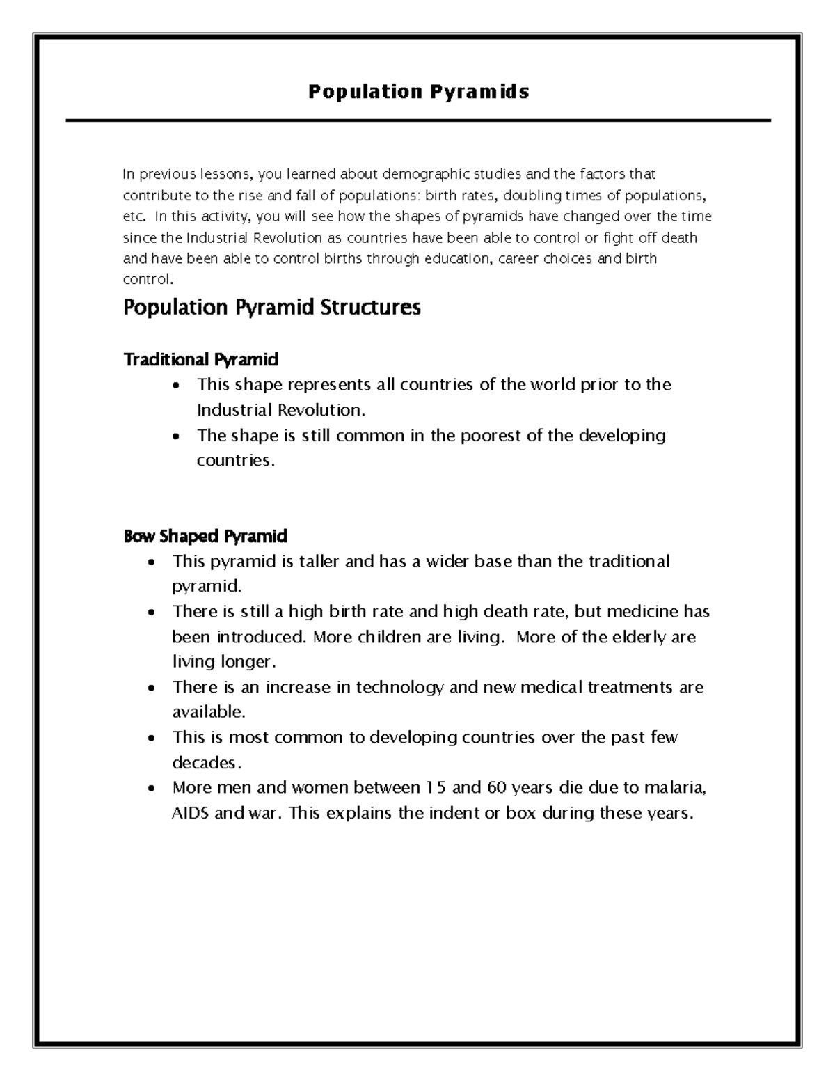 Population pyramids - Comprehensive course notes on world issues ...