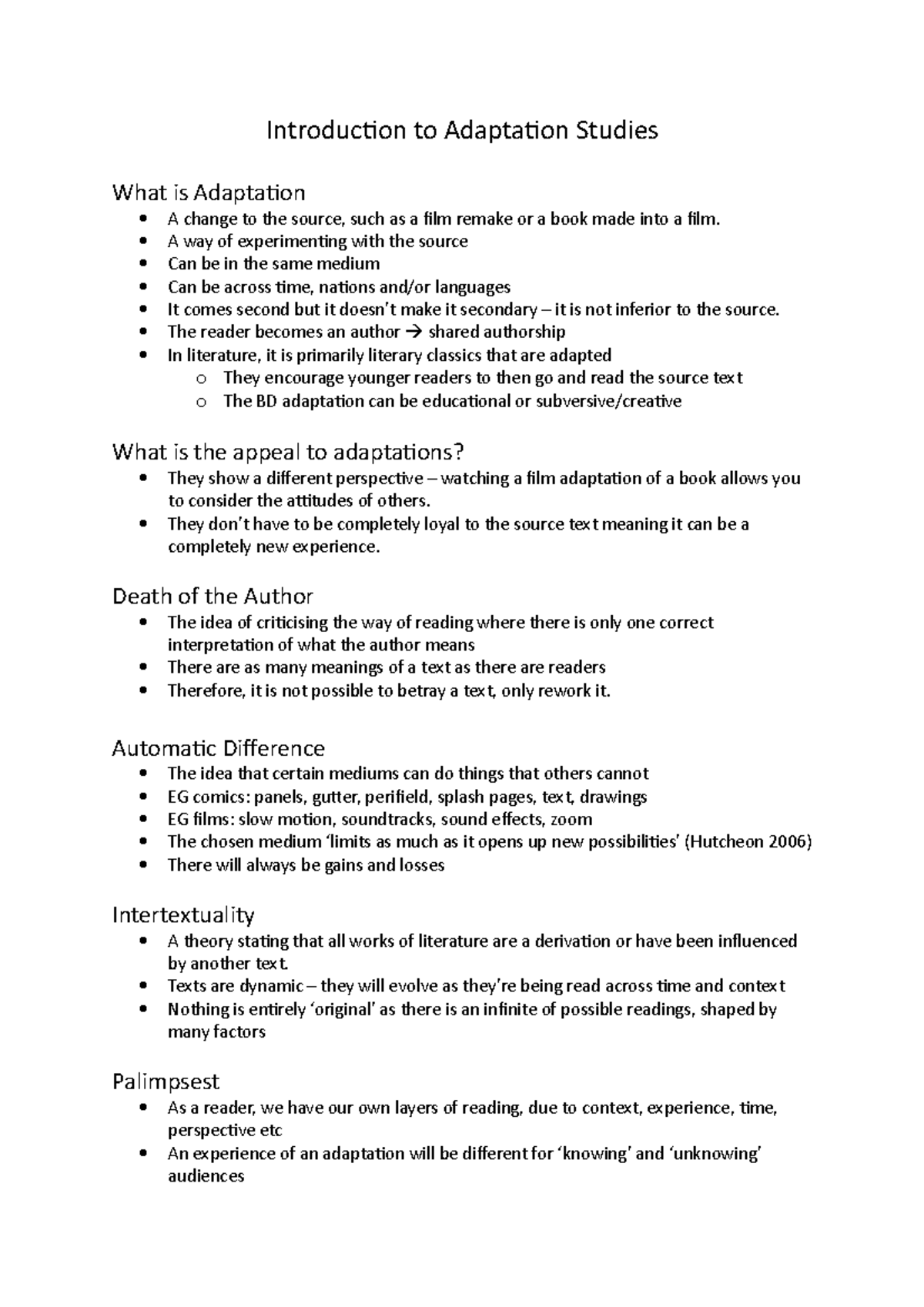 Introduction to Adaptation Studies - A way of experimenting with the ...