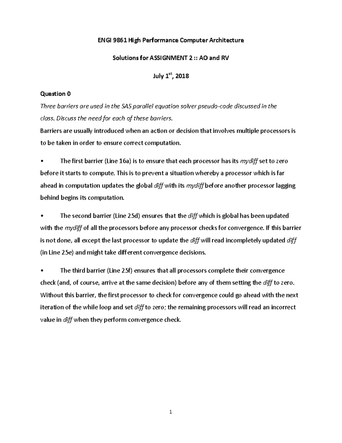 Solutions Assignment #2 - ENGI 9861 High Performance Computer Architecture Solutions for ...