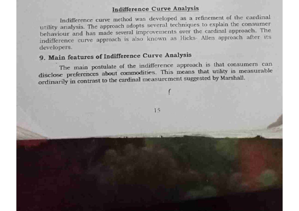 Indifference Curve Analysis - B.A Economics - Studocu