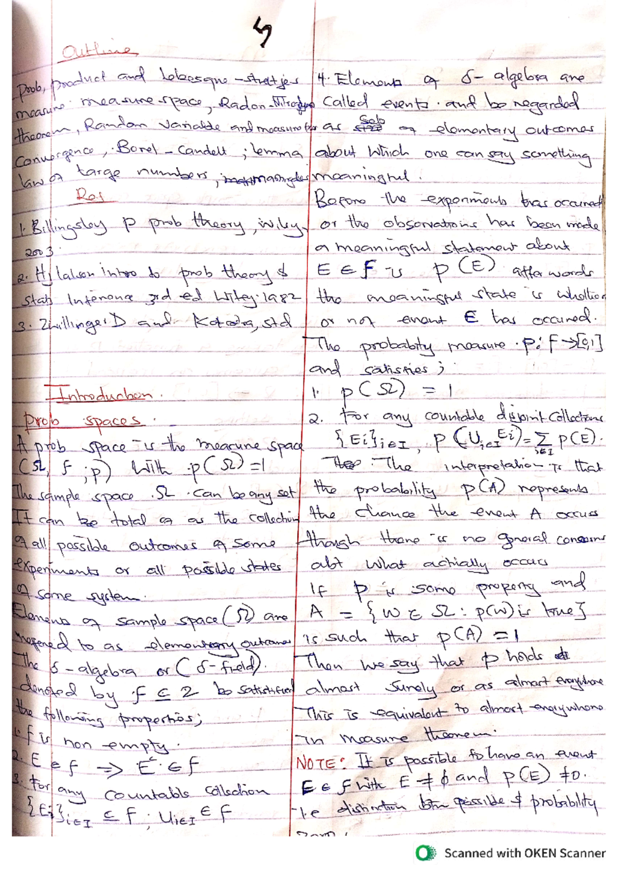 Measure And Probability Jp Probability And Statistics Studocu