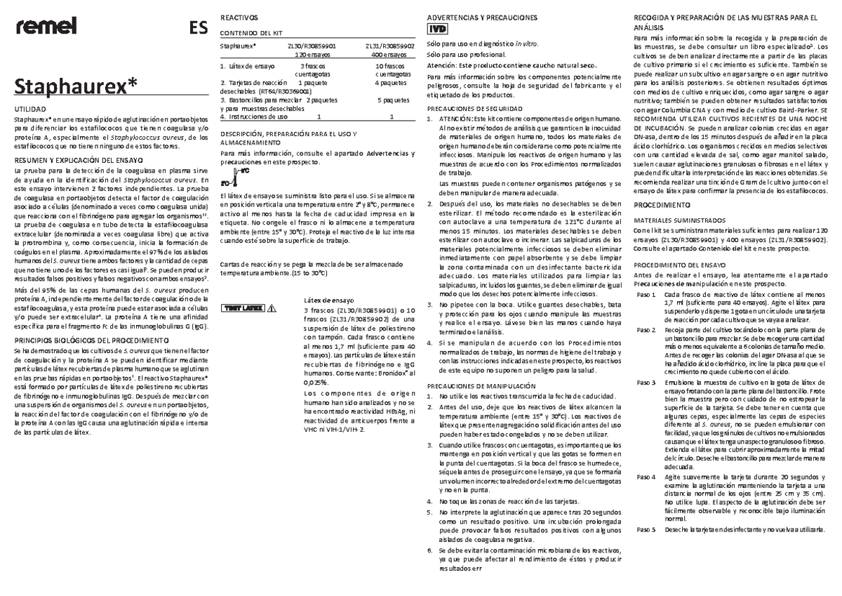 X7819-ES - Apuntes - Staphaurex* UTILIDAD Staphaurex* en un ensayo ...