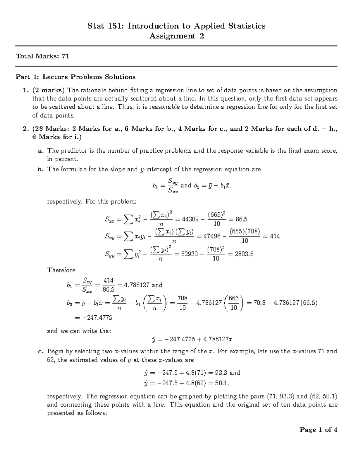 Stat151 Assignment 2 Solutions Warning Tt Undefined Function 32 Stat 151 Introduction To