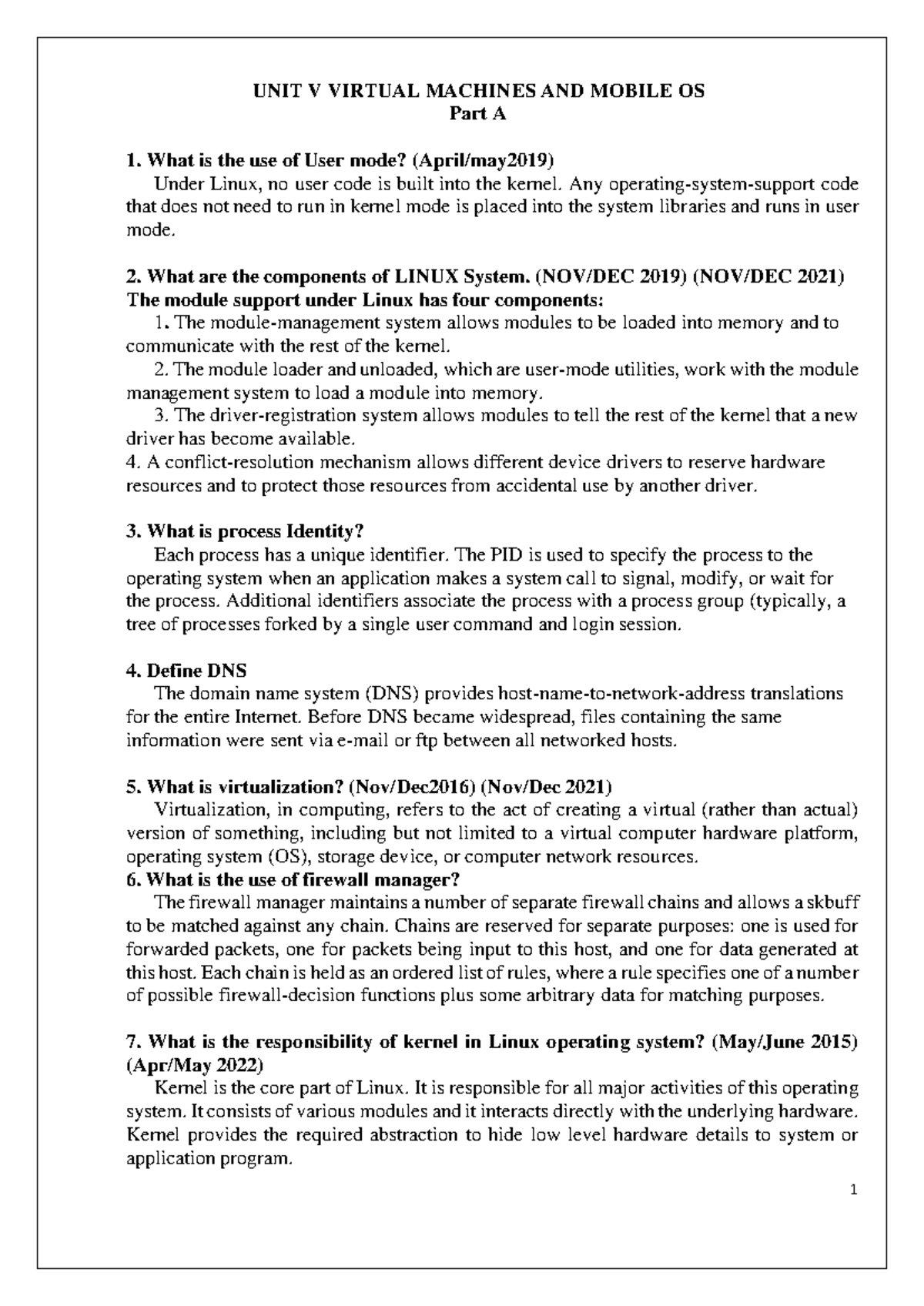 CS3451-OS- UNIT V - .;kdmlkmcs - 1 UNIT V VIRTUAL MACHINES AND MOBILE ...