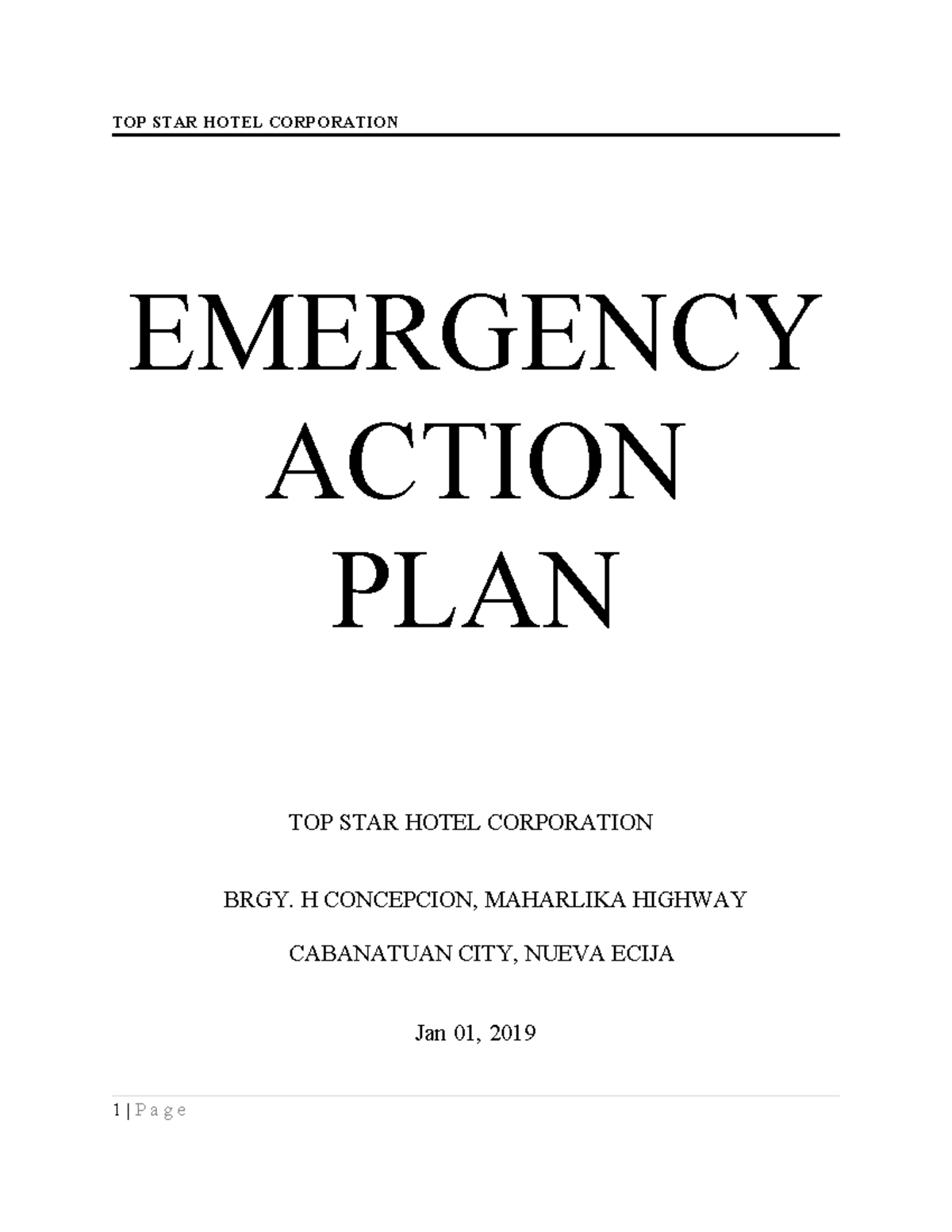 Contingency and Emergency action plan - EMERGENCY ACTION PLAN TOP STAR ...