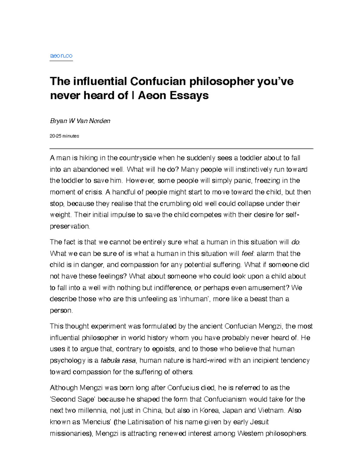 W10C2 The Second Sage Confucian Philosopher - aeon The influential ...