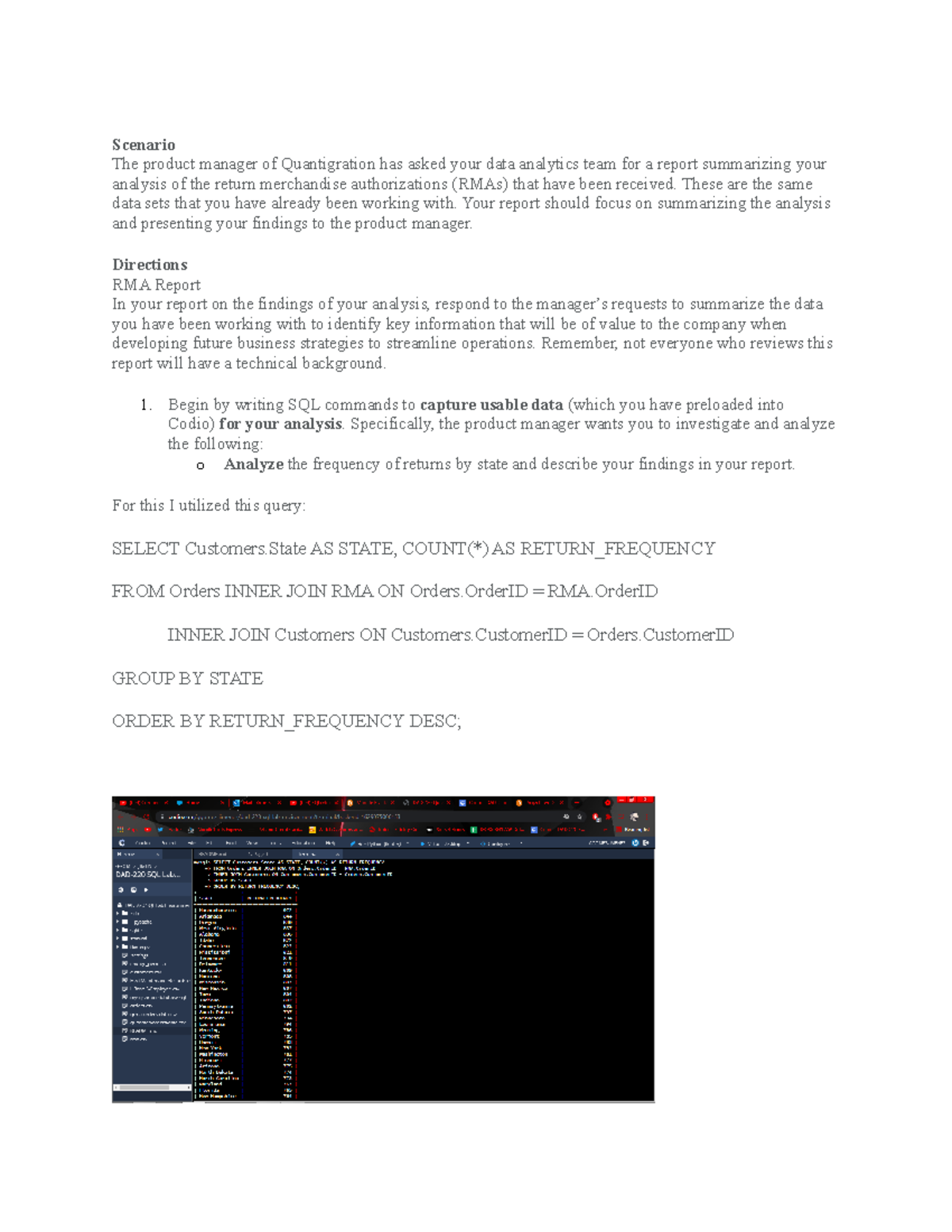 DAD-220 project 2 / 2020 - Scenario The product manager of ...