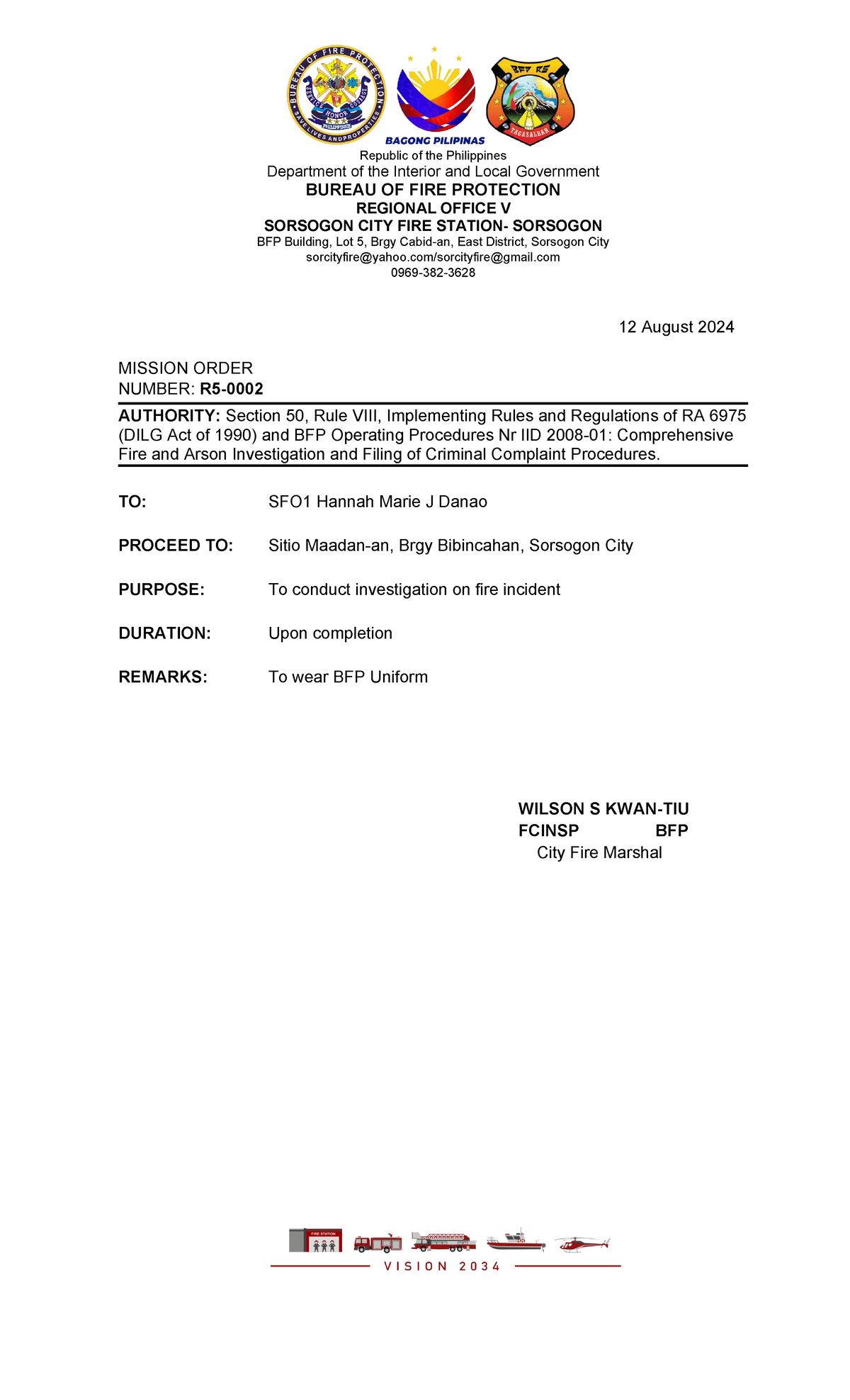 CIC- Mission Order - cic - Republic of the Philippines Department of ...
