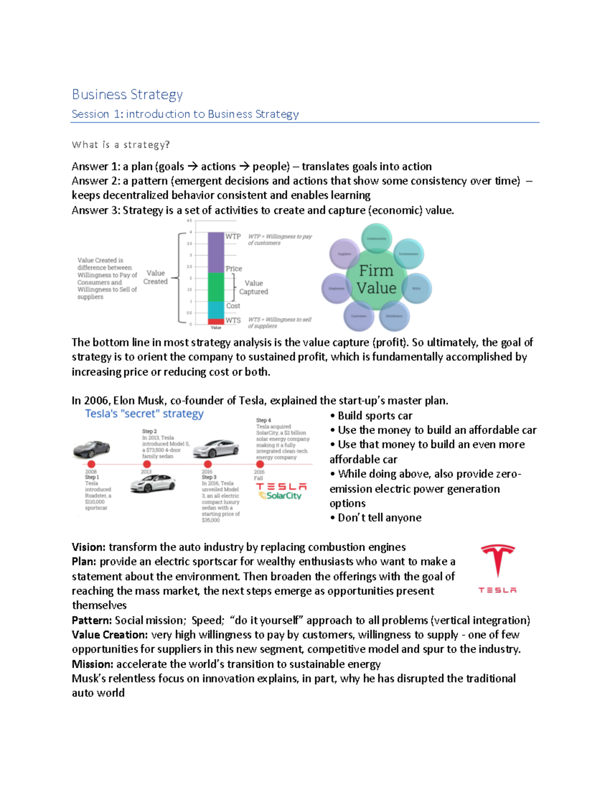 Business Strategy - Business Strategy Session 1: introduction to ...