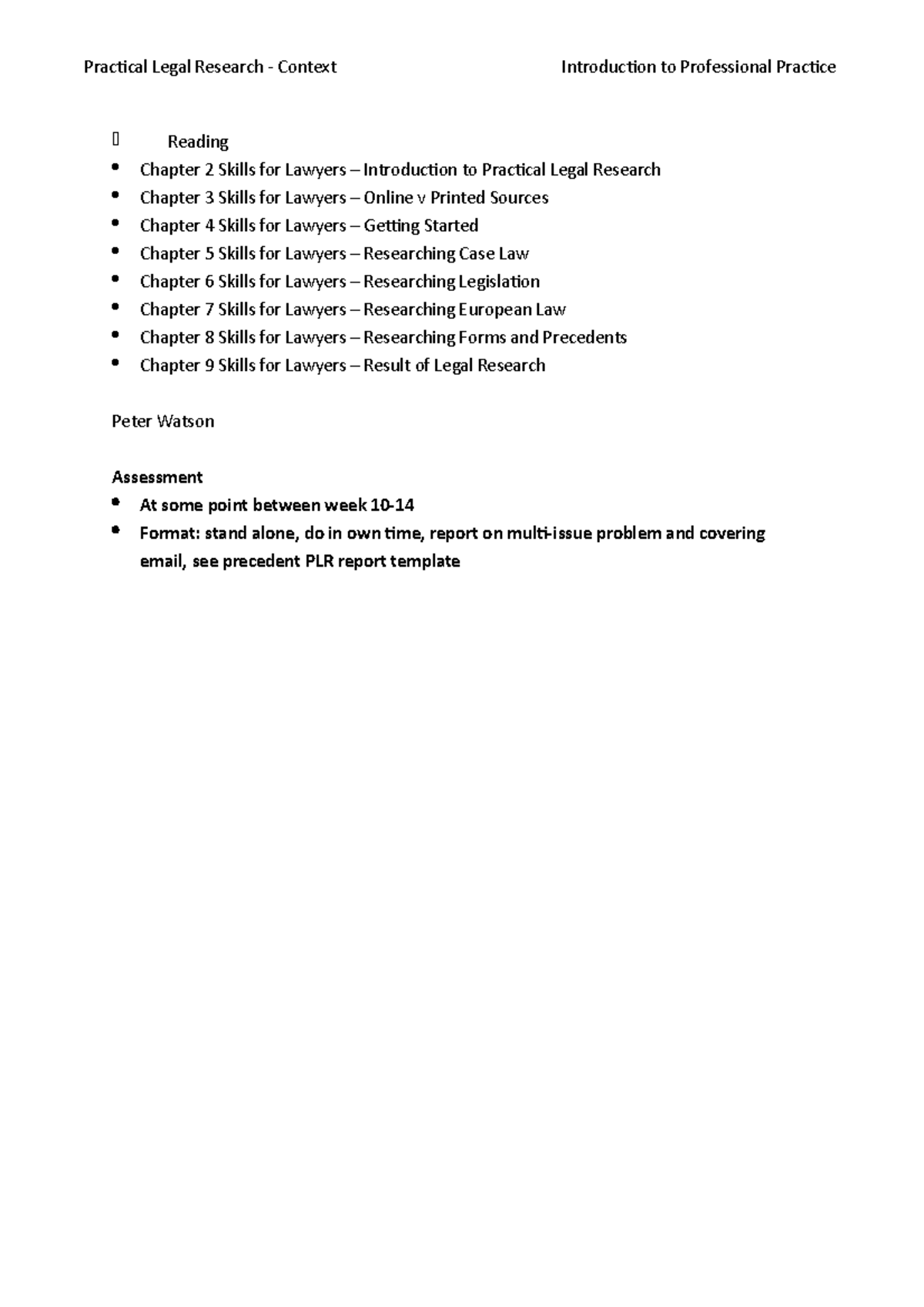 PLR - Professional Legal Research Notes - Pracical Legal Research ...