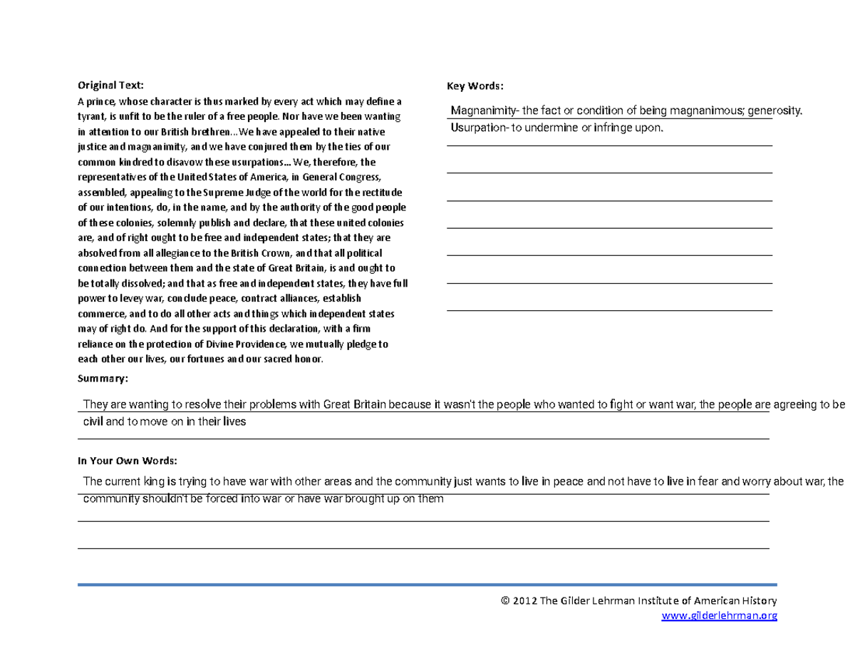 Elijah Abbott - Do I4 - yea - © 2012 The Gilder Lehrman Institute of ...