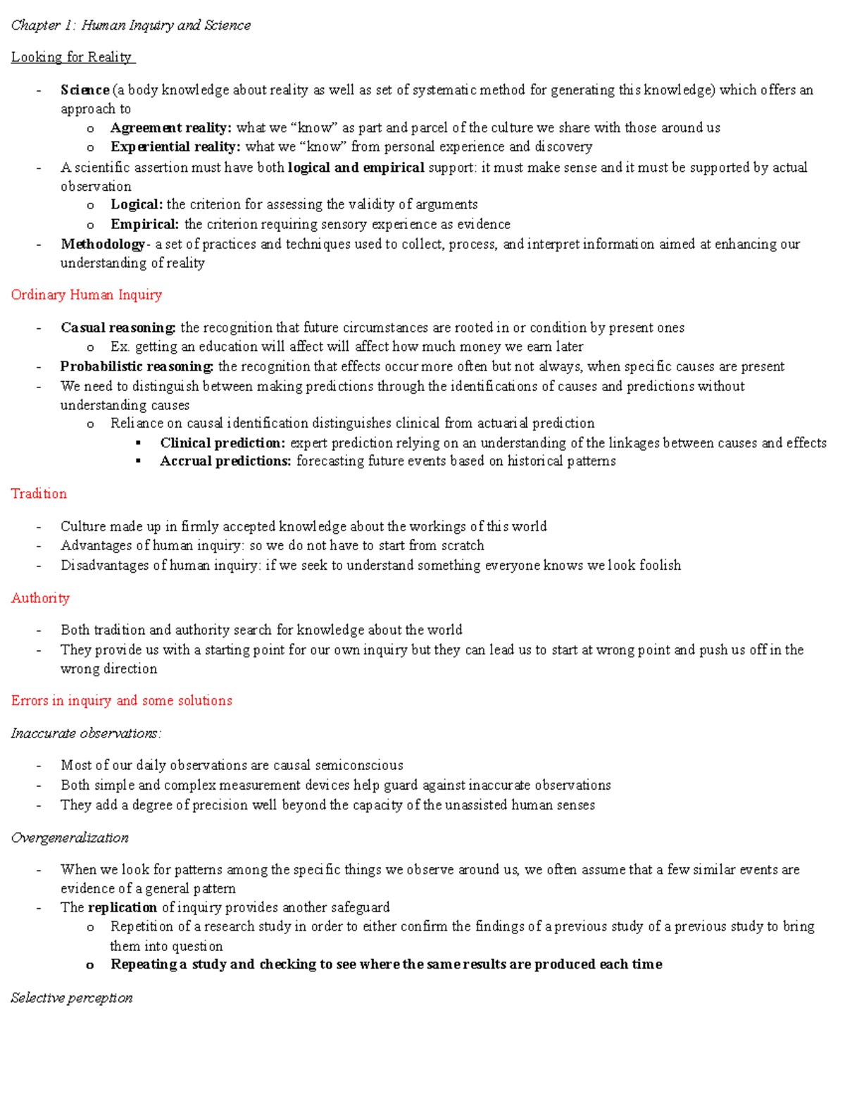 SOCY210 Study Notes - Chapter 1: Human Inquiry and Science Looking for ...