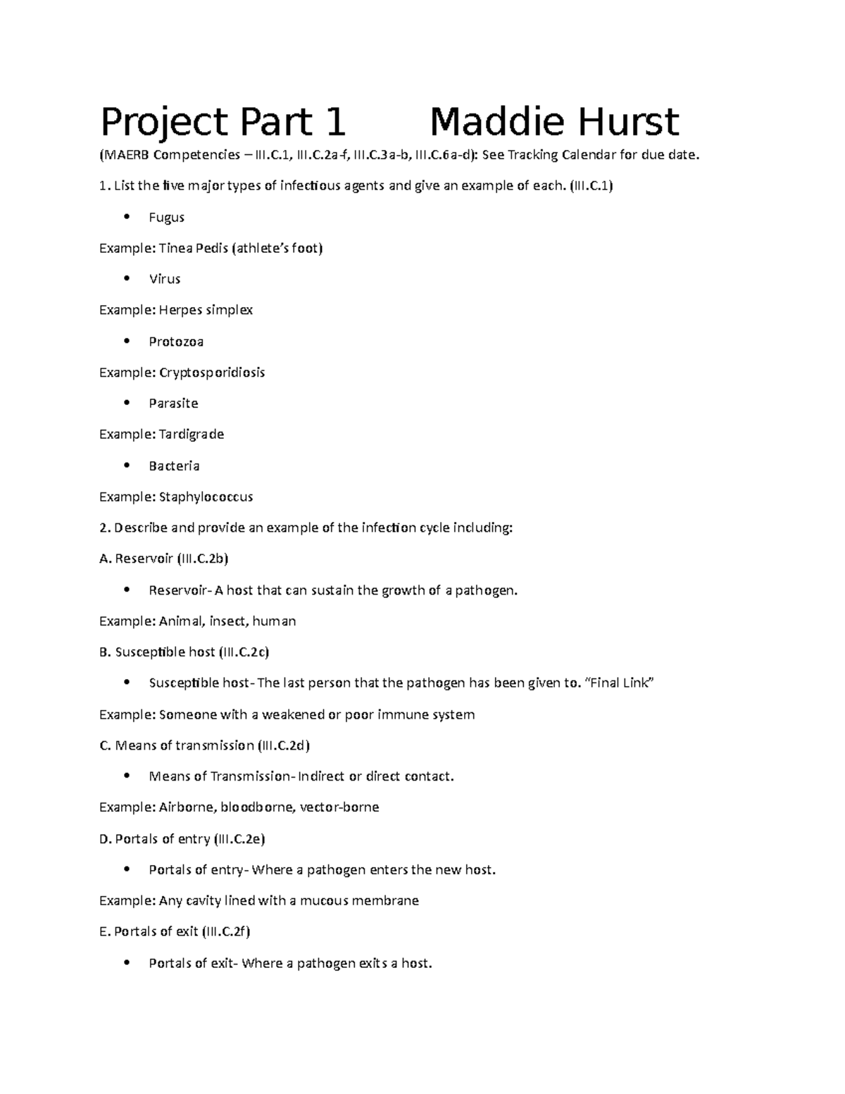 Project part 1 Clinical Procedures - Project Part 1 Maddie Hurst (MAERB ...