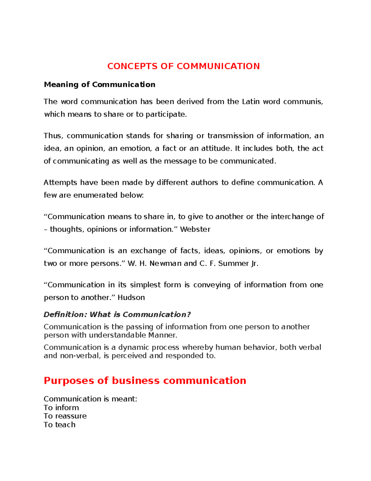 Concepts OF Communication - CONCEPTS OF COMMUNICATION Meaning of ...